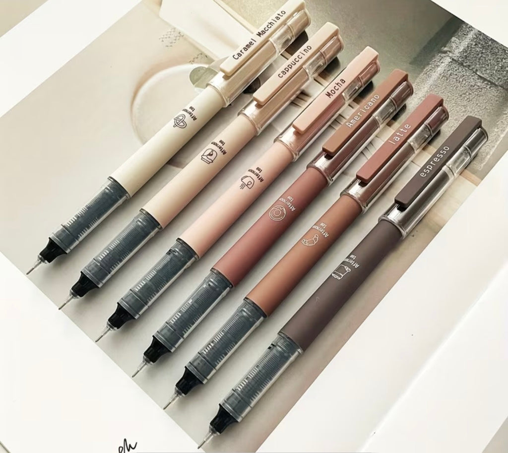 Coffee Style Theme Ballpoint Pens (6 pack) – Budget Buddy